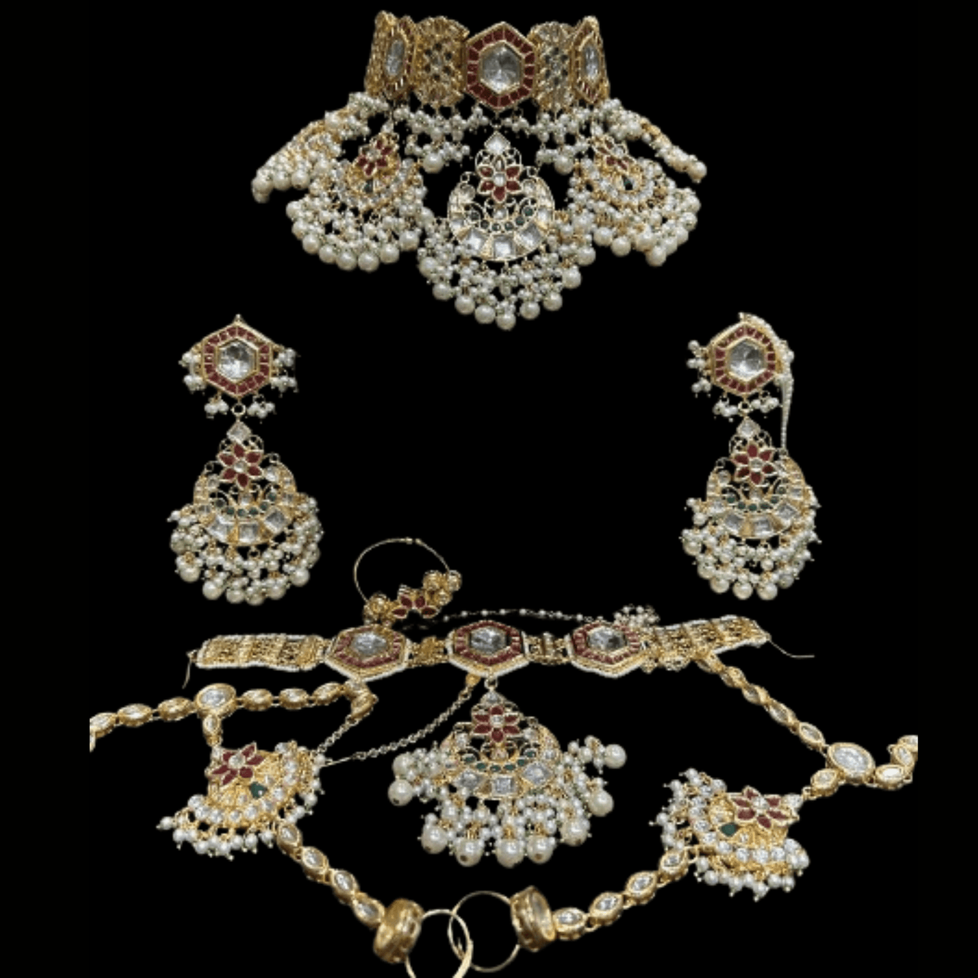 Full Pearl Bridal Jewelry Set For Indian Wedding – JAI HO INDIA